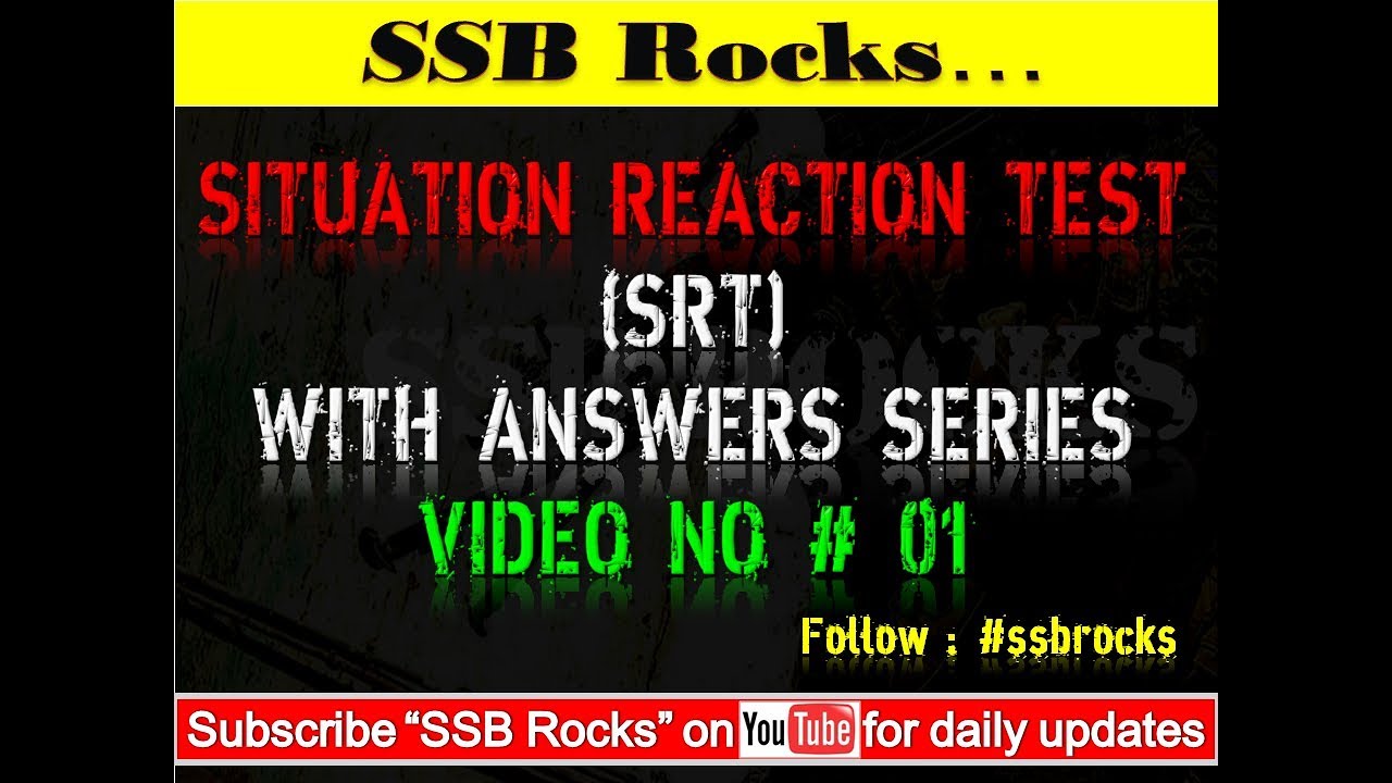 Situation Reaction Test (SRT) with Answer Practice Set 1 | Ultimate ...
