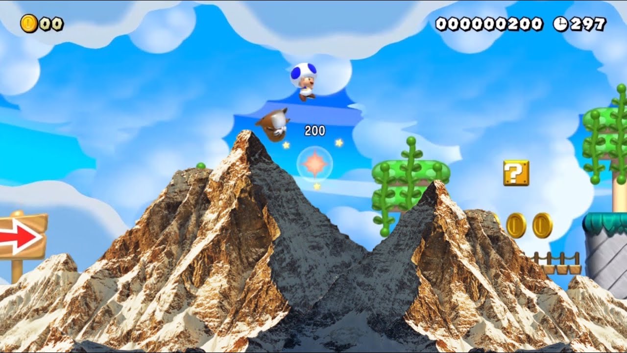 The BEST NSMBU Mountain Custom Theme In Super Mario Maker 2 - YouTube