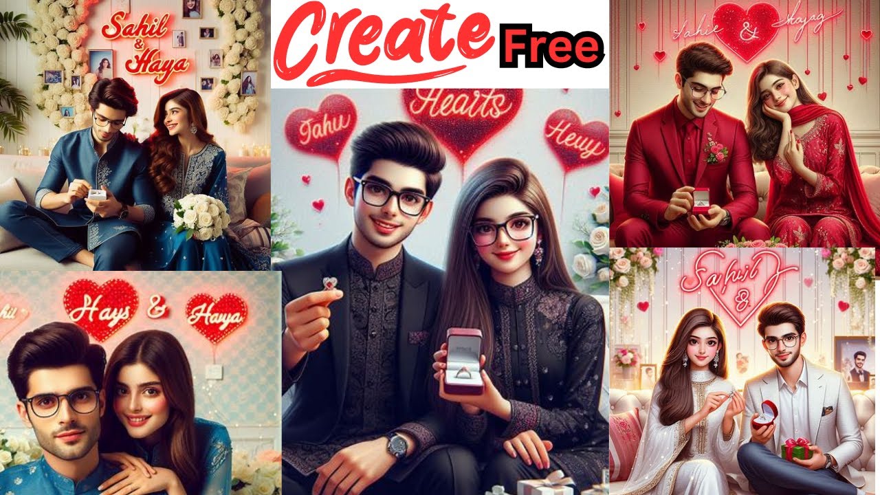 How to create couple name engagement pictures💕|couple kai engagement ...