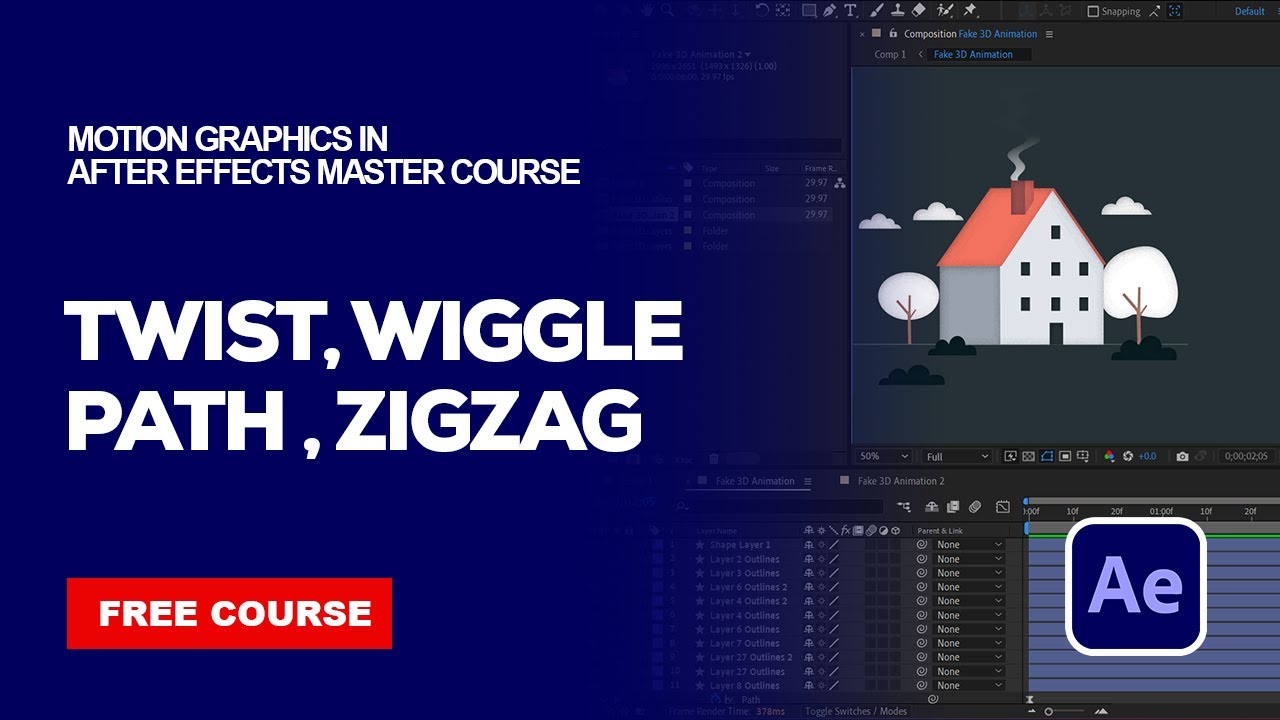 Twist, Wiggle path, Zigzag Shape Modifiers in After Effects - YouTube