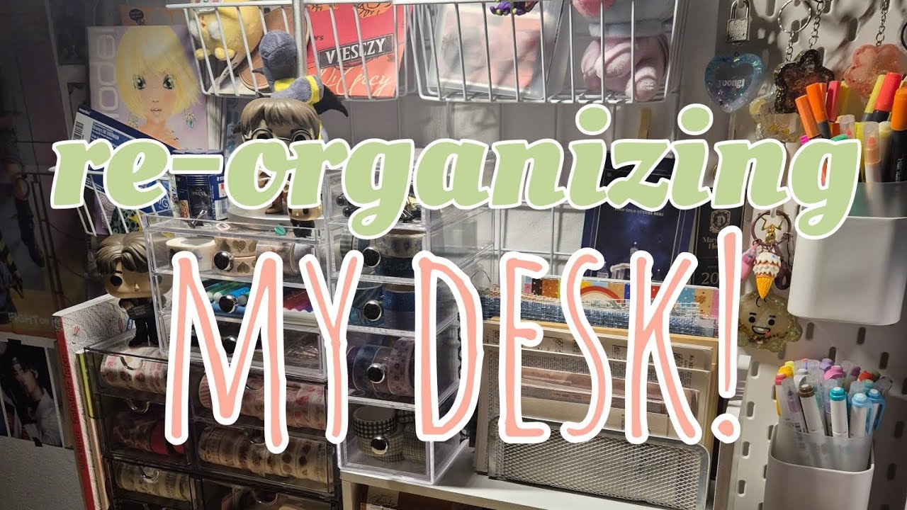 re-organizing my desk! | lenajrnl on tt - YouTube