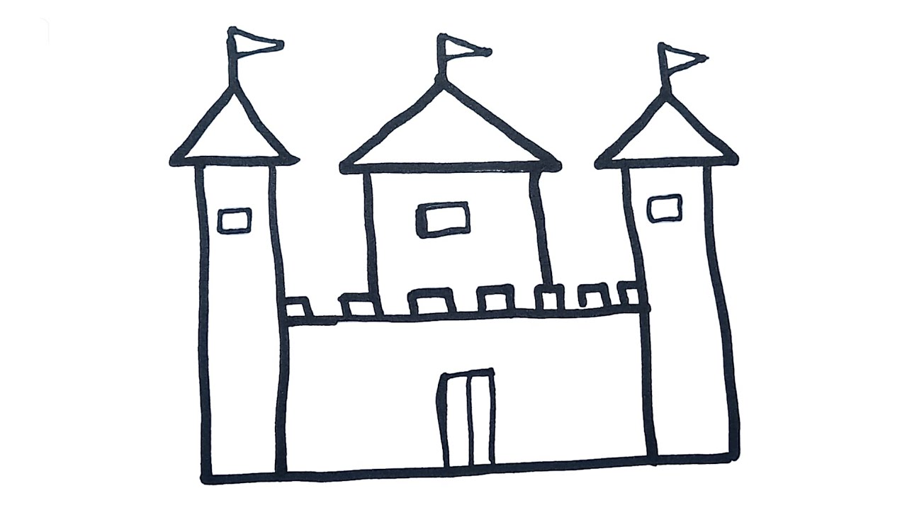 how to draw a Castle for kids easy step by step 🥰🥰 bigener tutorial ...