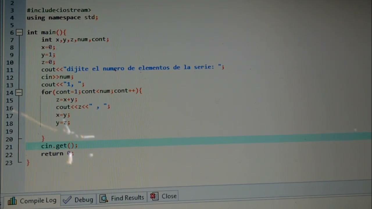 programa en c++ de la sucesión fibonacci - YouTube