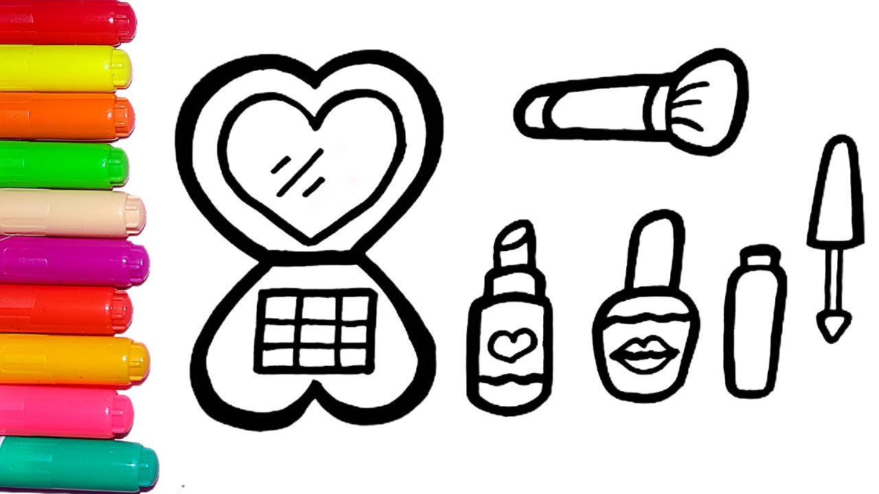 Make up set Drawing, Painting and Coloring for Kids | How to draw make ...