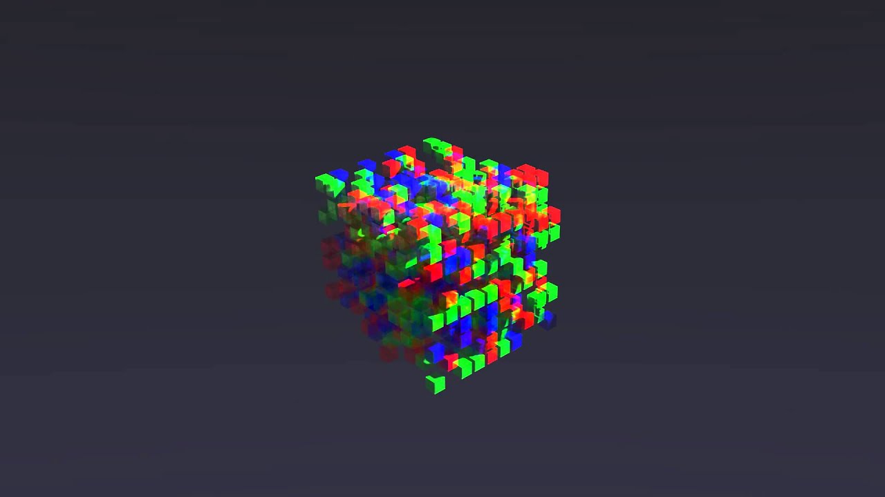 Blender complex system demo with cubes colors and transparency - YouTube