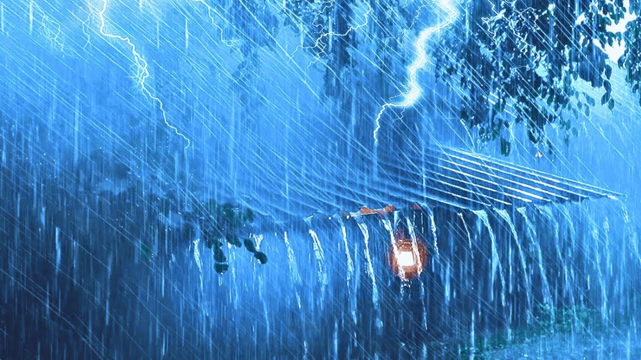 Torrential Rain On Roof On The Slopes Of The Mountain | Relaxing Rain ...