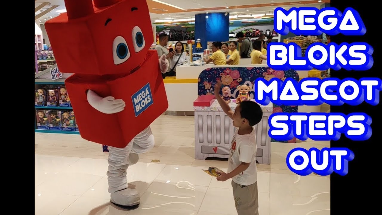 Mega Bloks mascot makes an appearance - YouTube