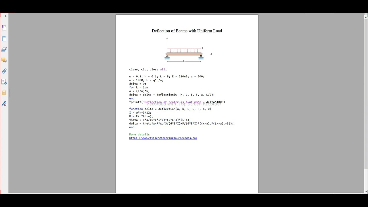 MLAB02 (Deflection of Beams with Uniform Load) - YouTube