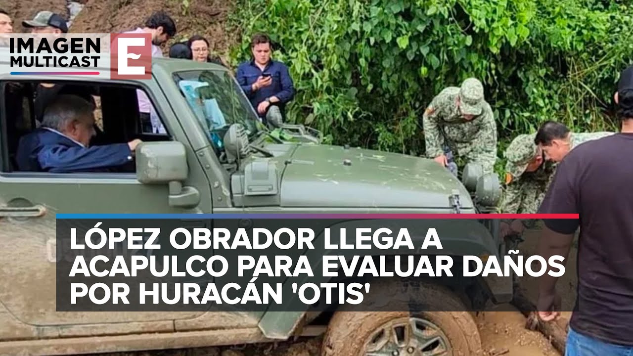 López Obrador queda atascado por deslaves a causa de “Otis” - YouTube