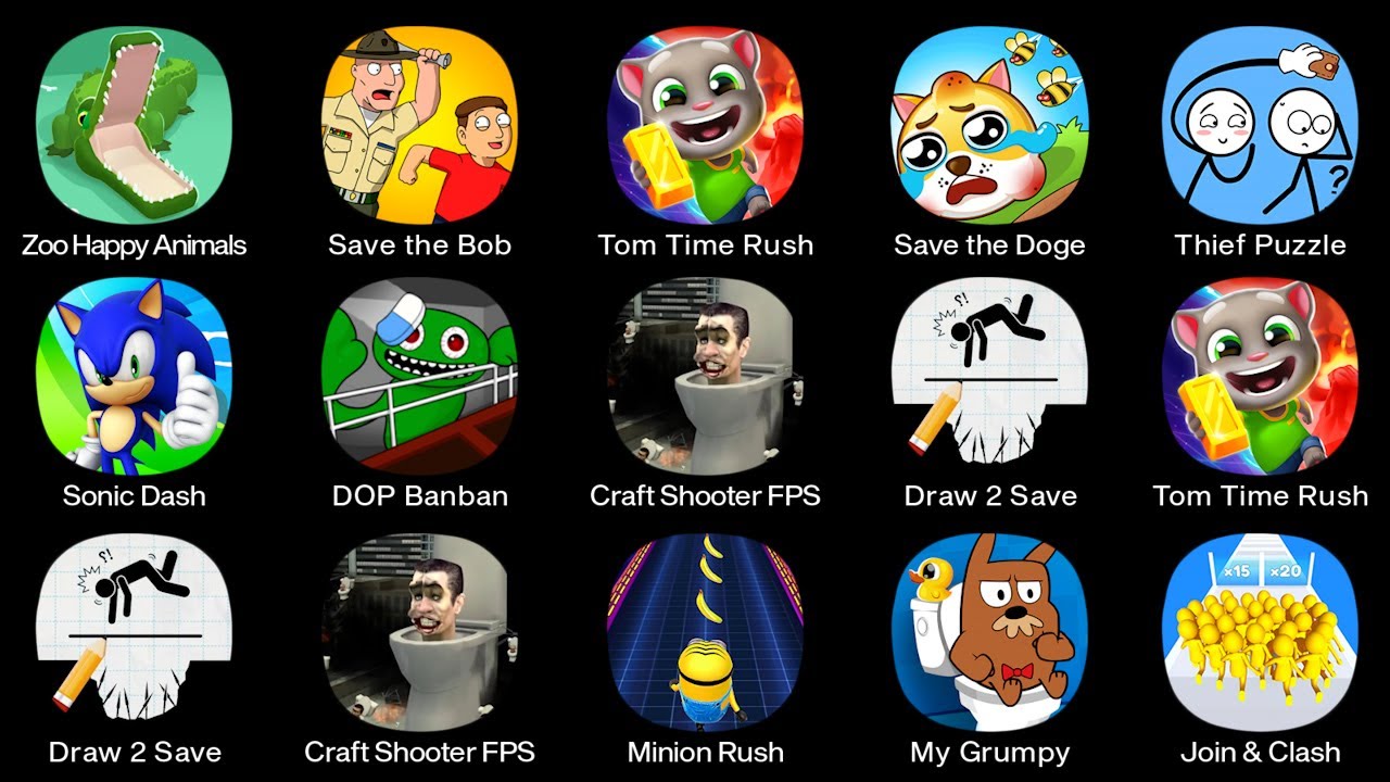 Sonic Dash,Zoo - Happy Animals,Thief Puzzle,Tom Time Rush,Save the Doge ...