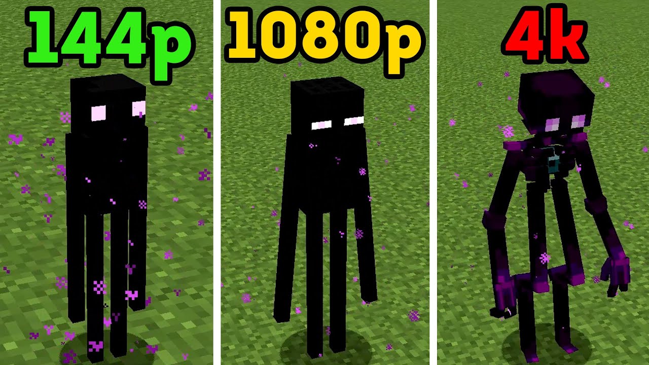 Minecraft mobs in different quality 144p, 1080p, 4k - YouTube