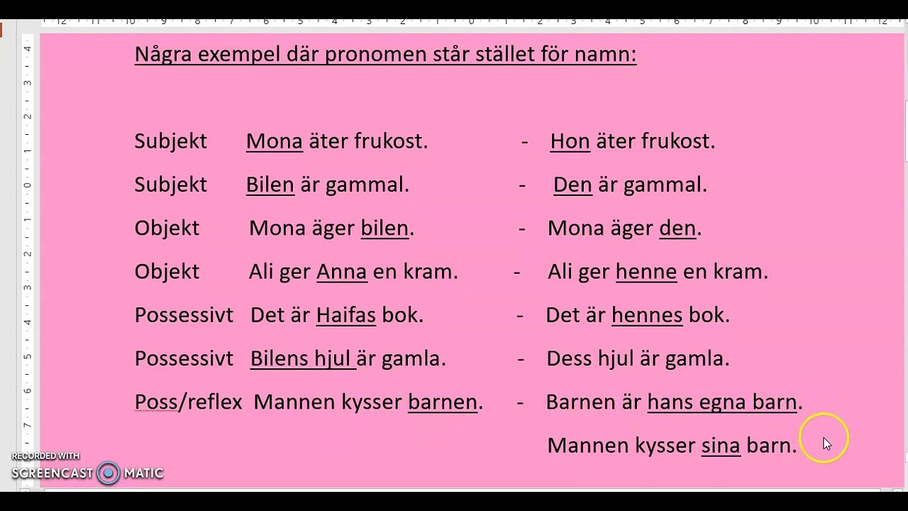 Genomgång av indefinita, demonstrativa och relativa pronomen - YouTube