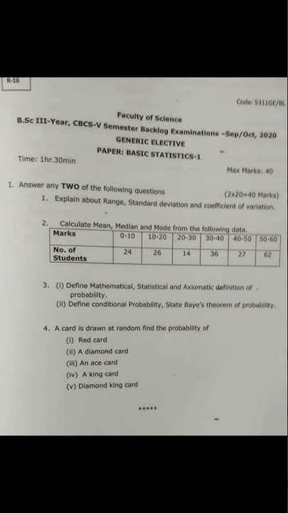 Bsc Computer Science Degree Third year Sem-V Basic Statastics General ...