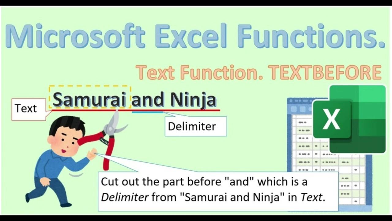 BGM. TEXTBEFORE function. Obtains a substring up to the specified characters.(Microsoft Excel ...