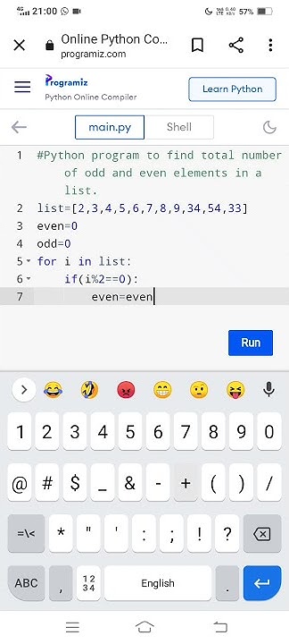 Python Program To Find Total Number Of Odd And Even Elements In A Listpythonprogramlist