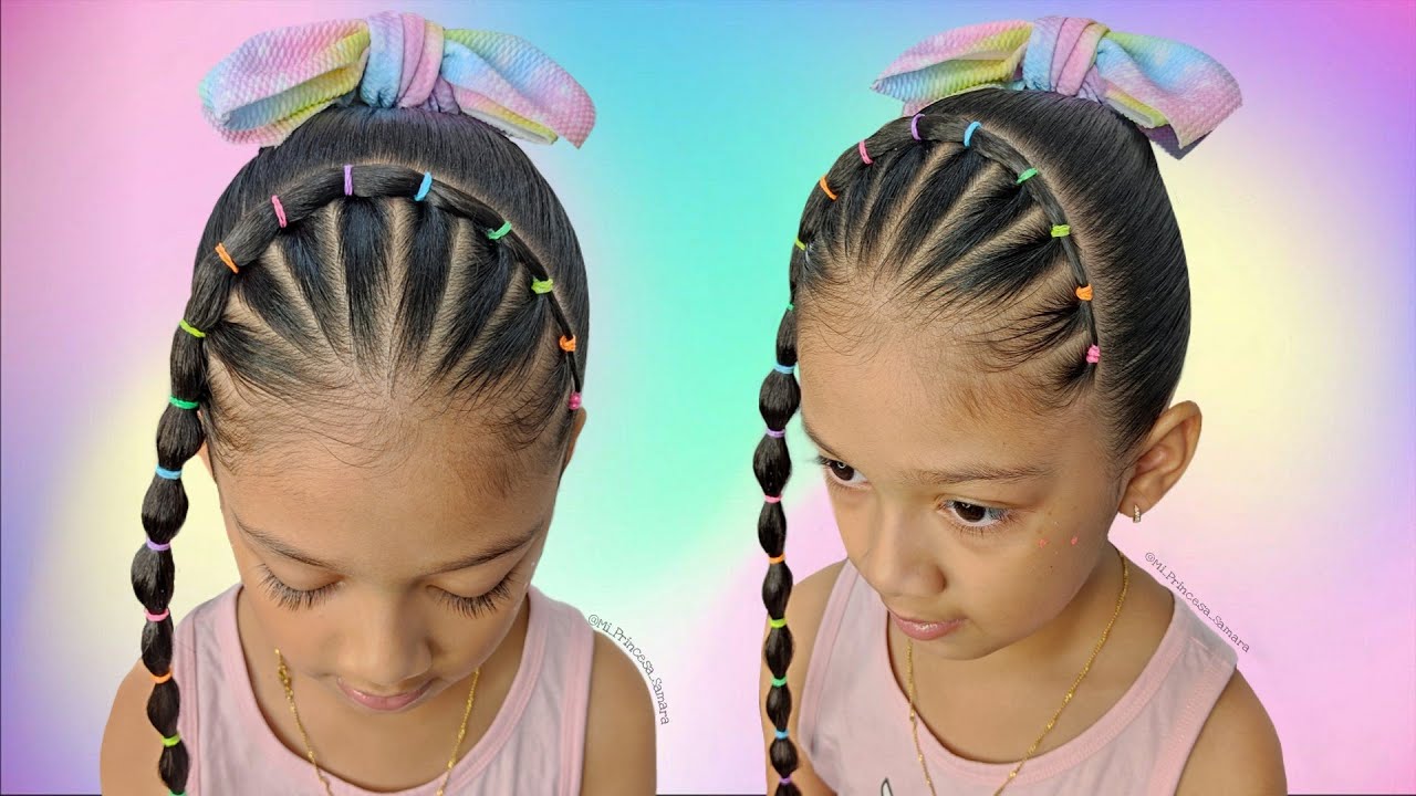 Peinado Arcoiris 🌈 Penteado Hairstyles Peinado colorido para niñas ...