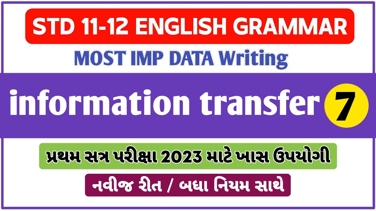 Information transfer | std 11 12 | english grammar std 12 | data ...
