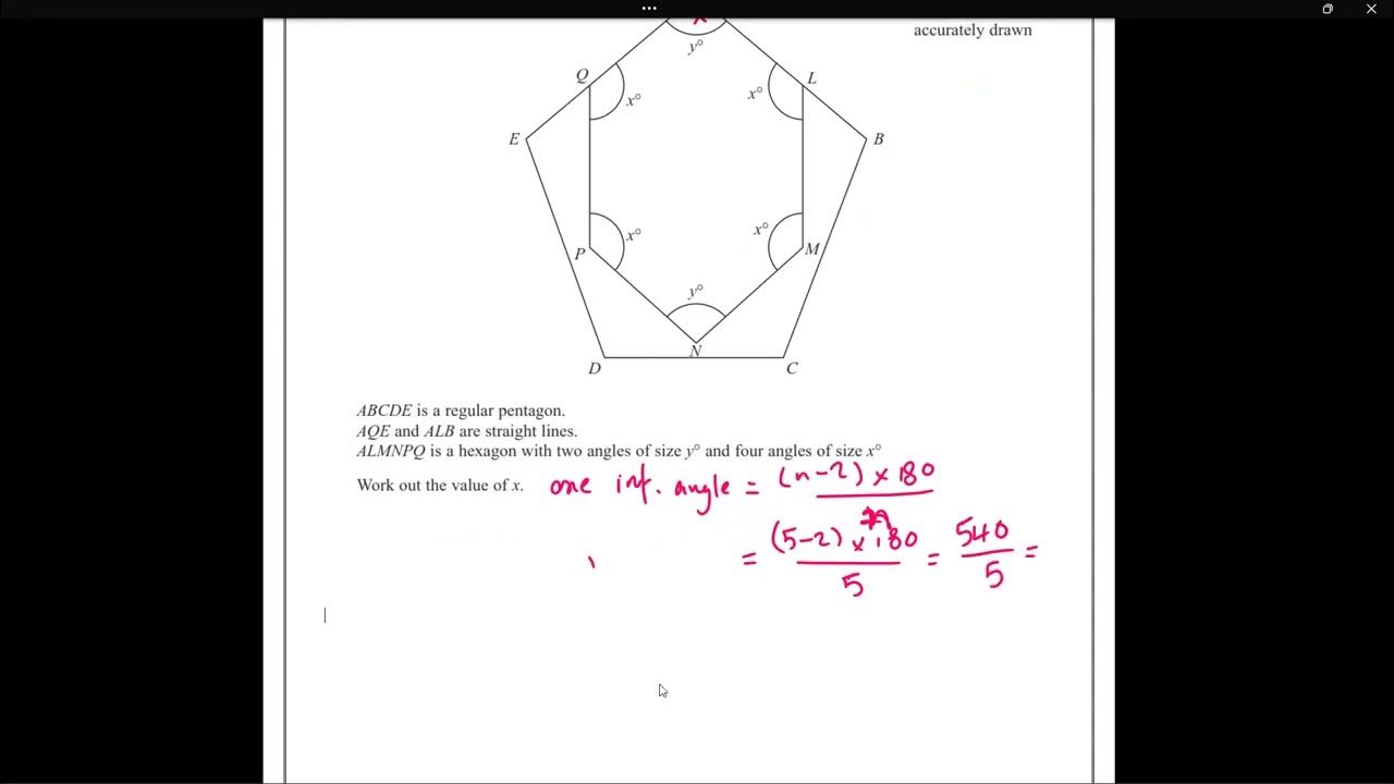 IGCSE Mathematics - OL Edexcel - Polygons angles question - YouTube
