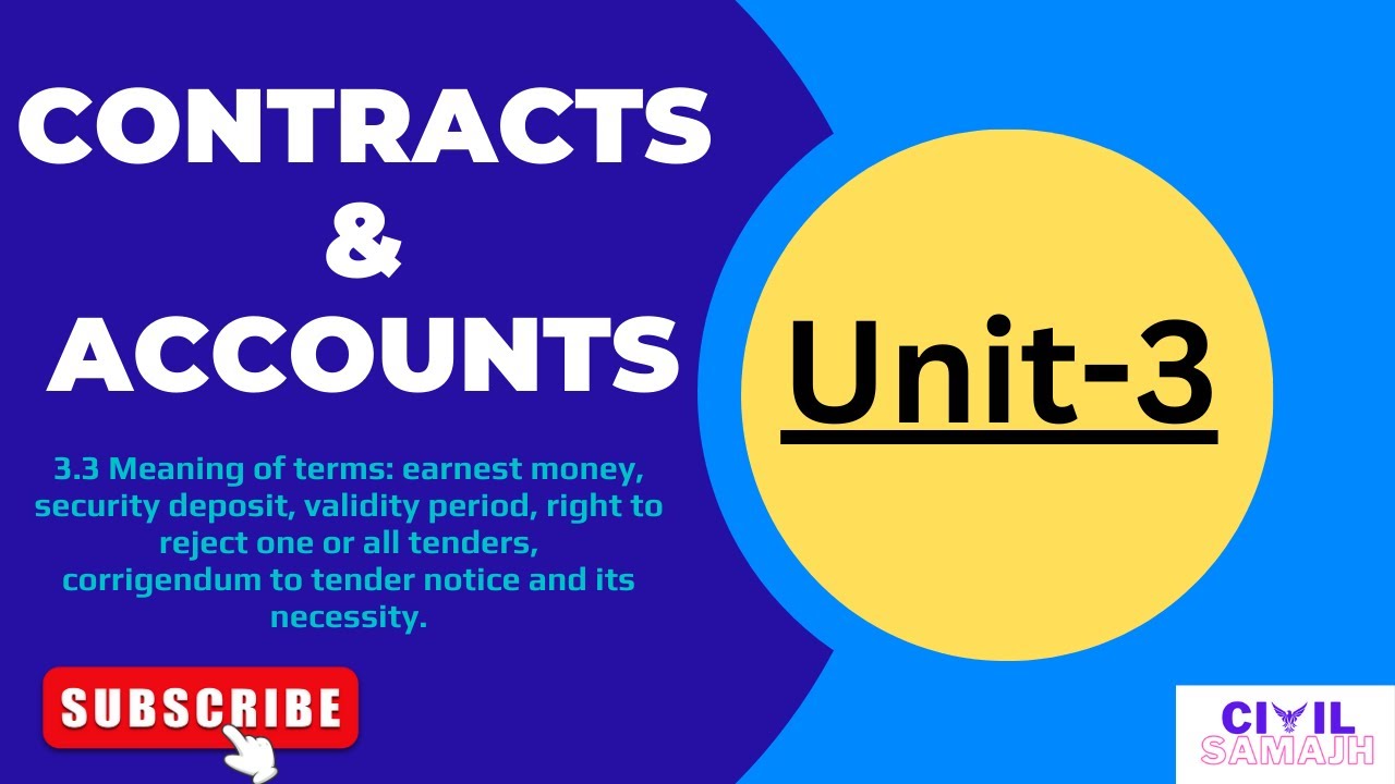 Contracts & Accounts || Lecture - 3 || Unit-3 || EMD, SD and ...
