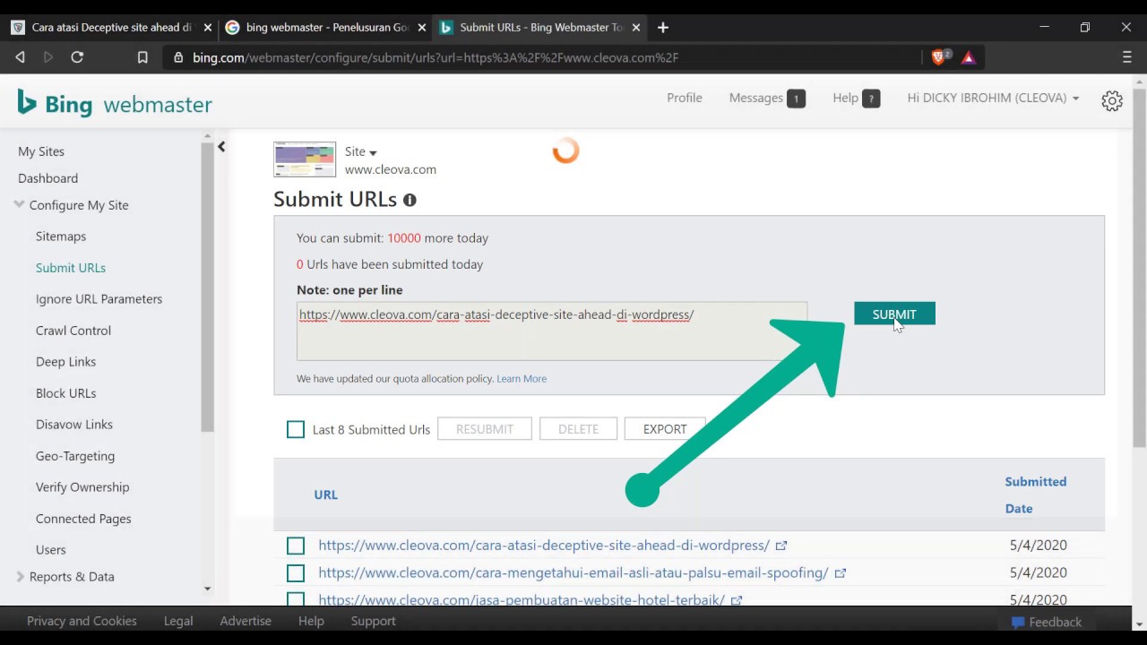 Cara submit Website ke Bing search engine agar cepat diindek - YouTube