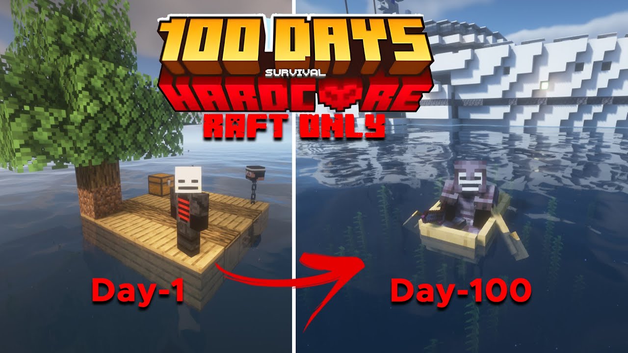 Surviving 100 Days in Minecraft RAFT Survival Challenge! 🌊 - YouTube