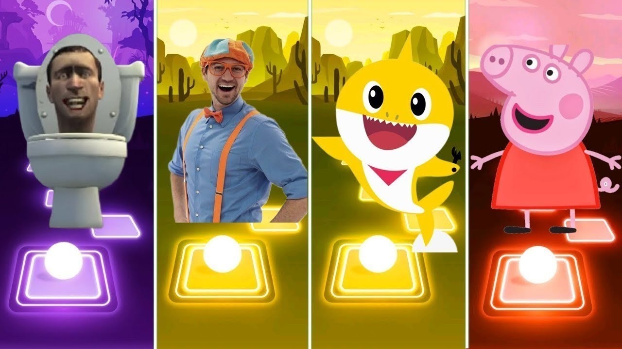 Skibidi Toilet 🆚 Baby Shark 🆚 Peepa Pig 🆚 Blippi Cartoon | Tiles Hop ...