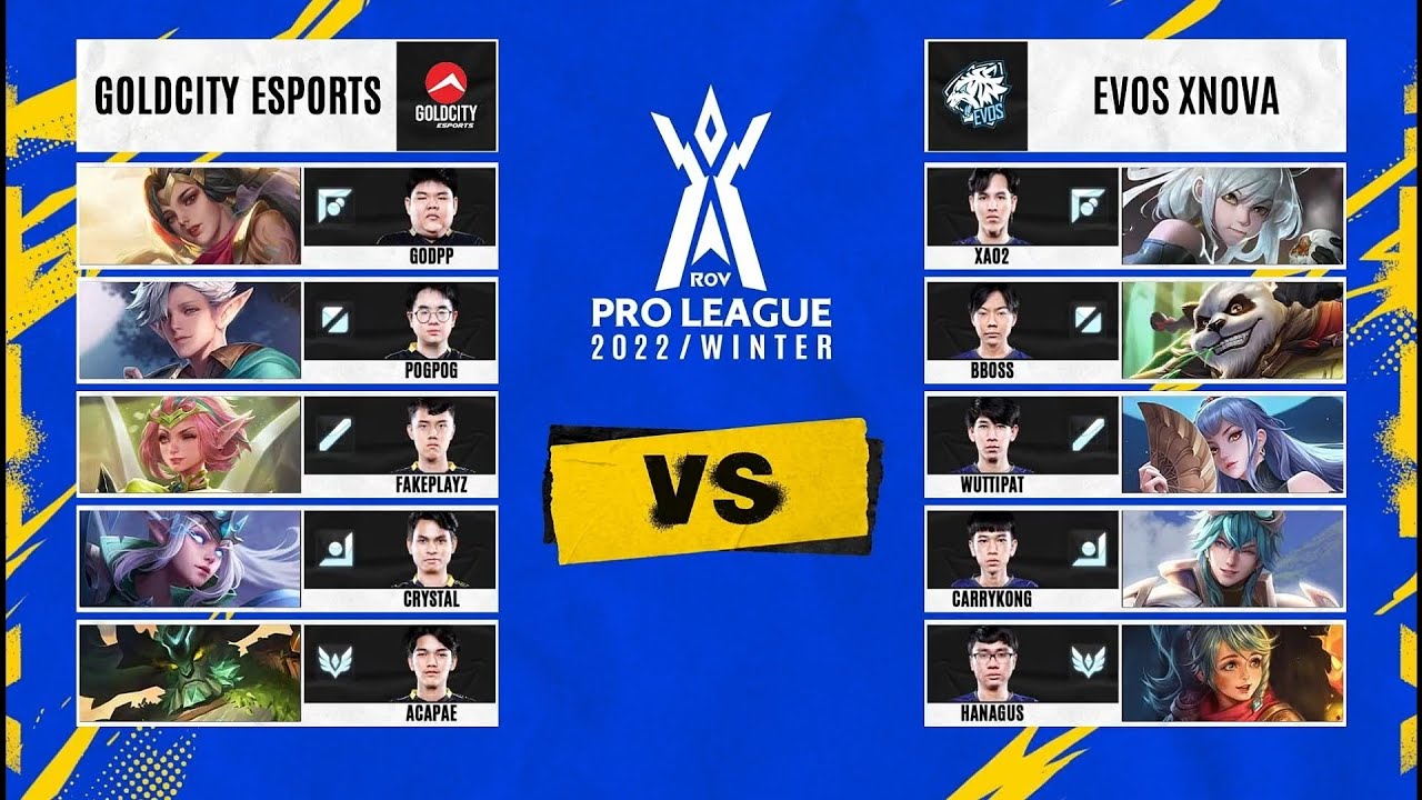 Goldcity esport VS ฺ EVOS XNOVA Rov โปรลีก 2022 Winter Game 1 Highlight ...