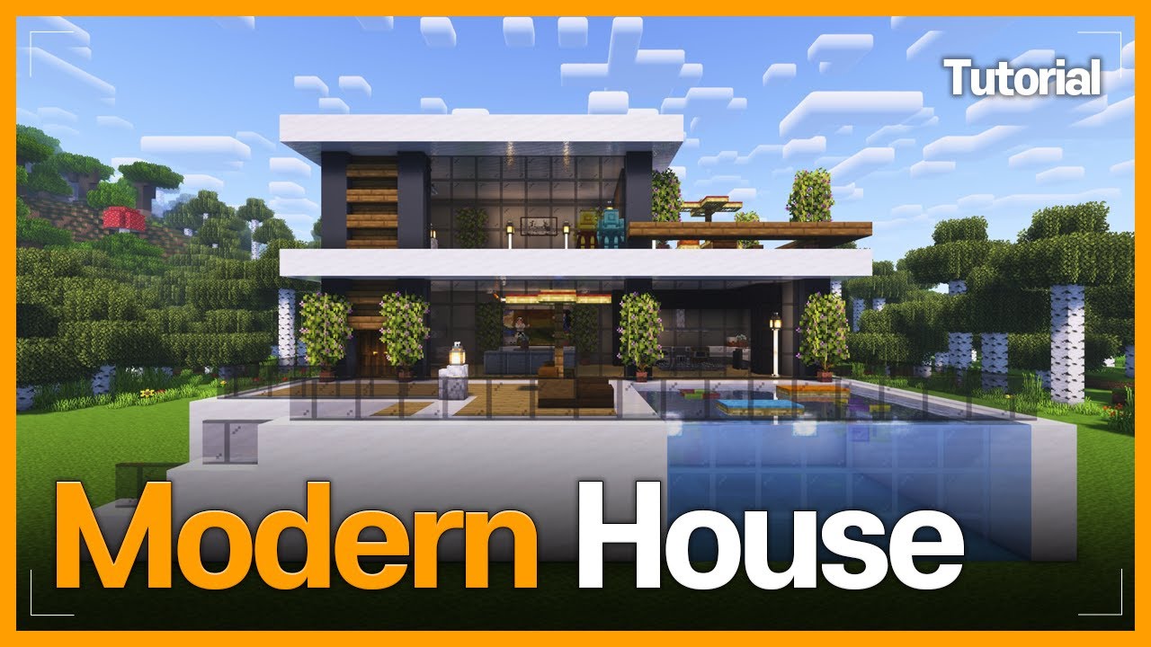 Minecraft⛏️: How to Build a Modern House with Infinity Pool – Tutorial🏖 ...