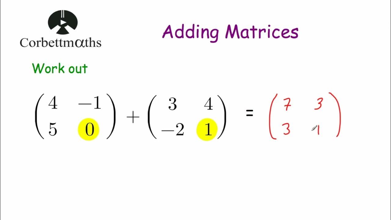 Adding Matrices Corbettmaths Youtube