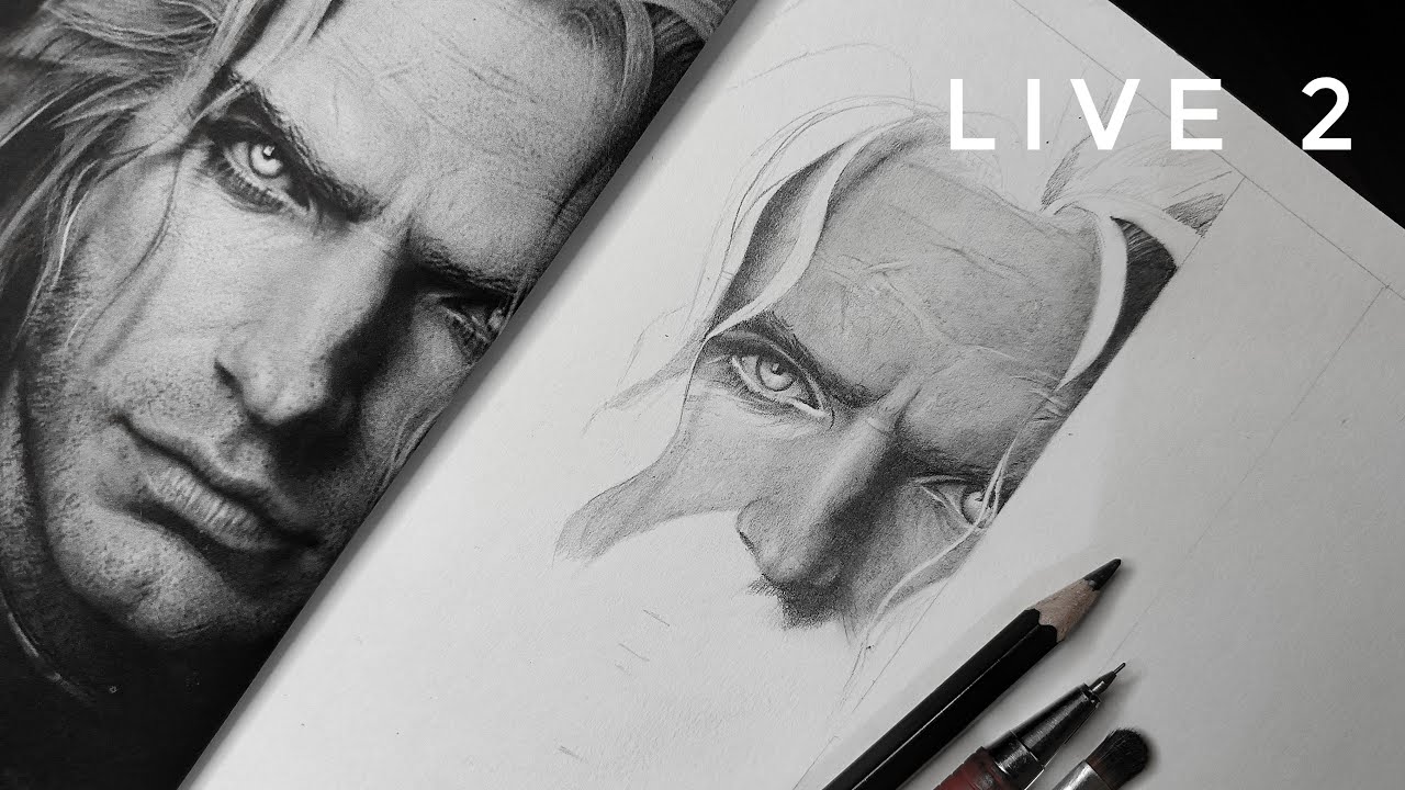hyper Realistic drawing of the witcher|| live 2 & 3 | aadyant - YouTube