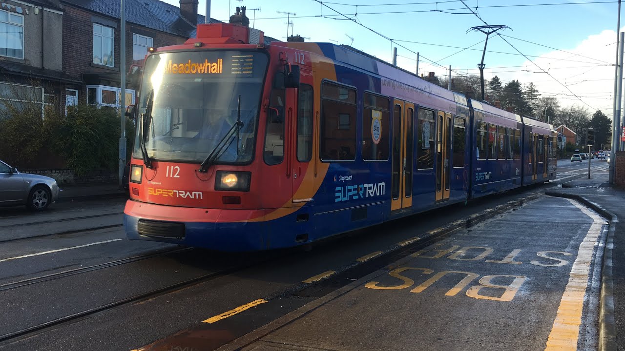 Stagecoach Supertram 112 departs Middlewood with a Yellow Route Service ...