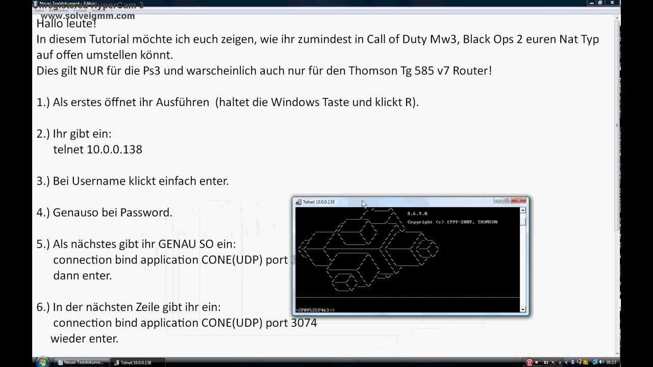 Call of Duty NAT Typ offen PS3 Thomson Tg585 v7 [easy] - YouTube