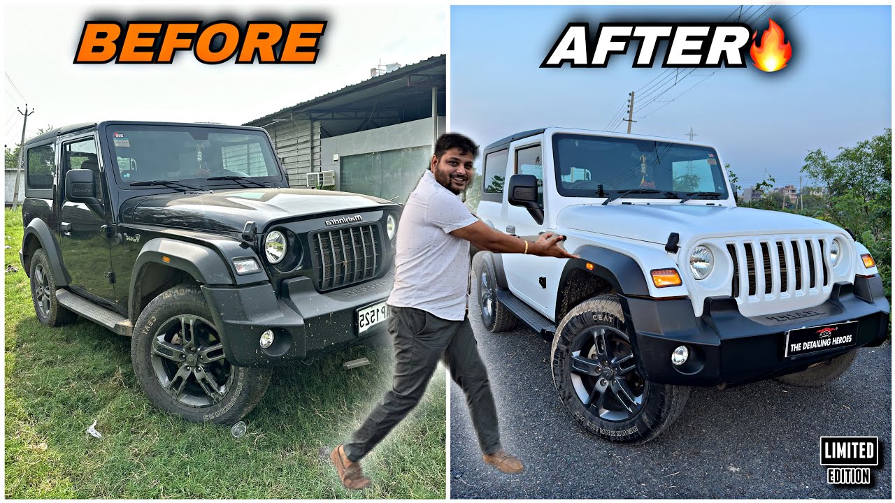 Thar Black To White Conversion🔥With Satin Pearl White Wrap😍 - YouTube