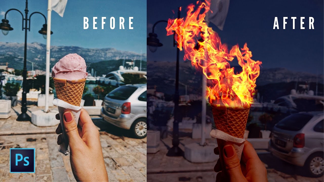 Fire ice cream photoshop editing | Photoshop picture manipulation - YouTube