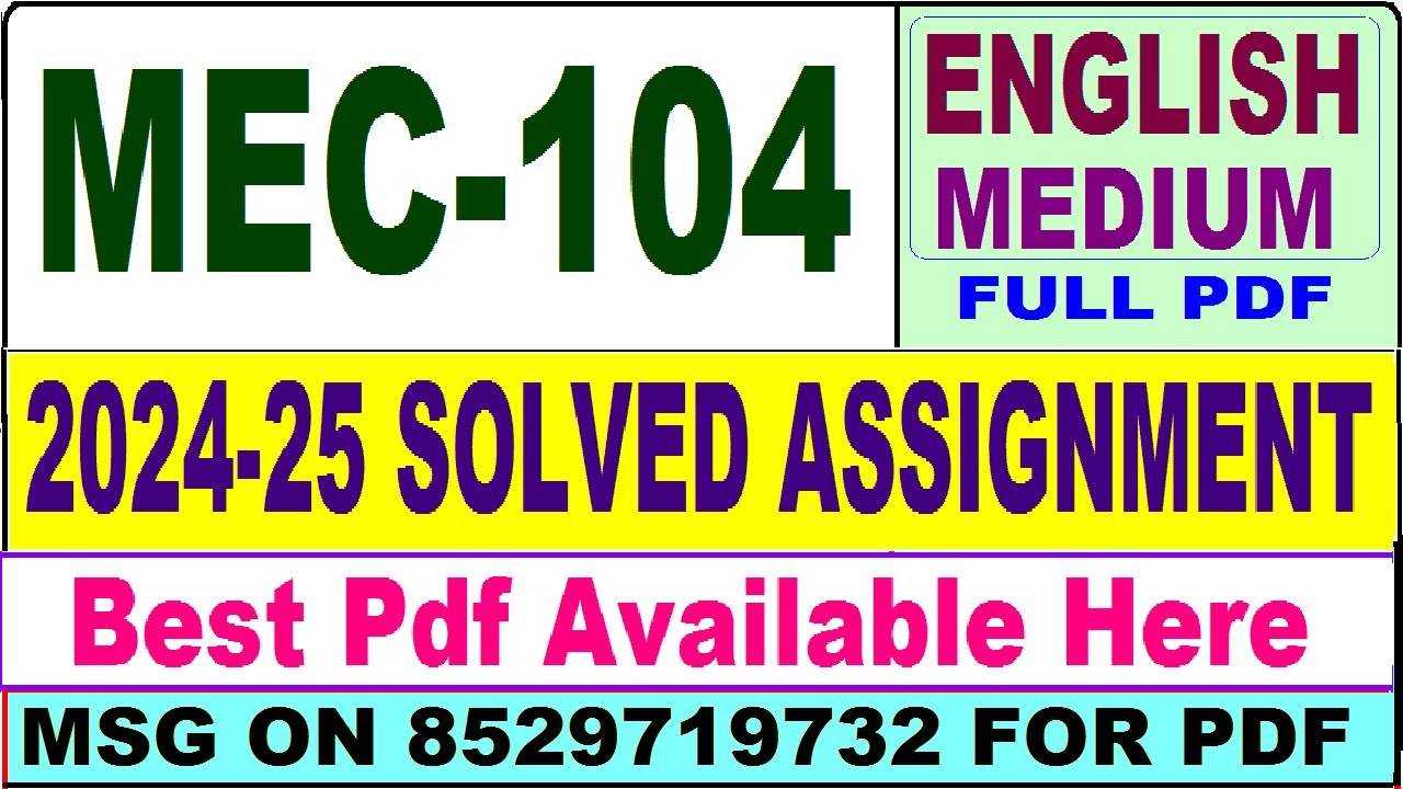 MEC 104 solved assignment 2024-25 || mec 104 solved assignment 2025 in ...