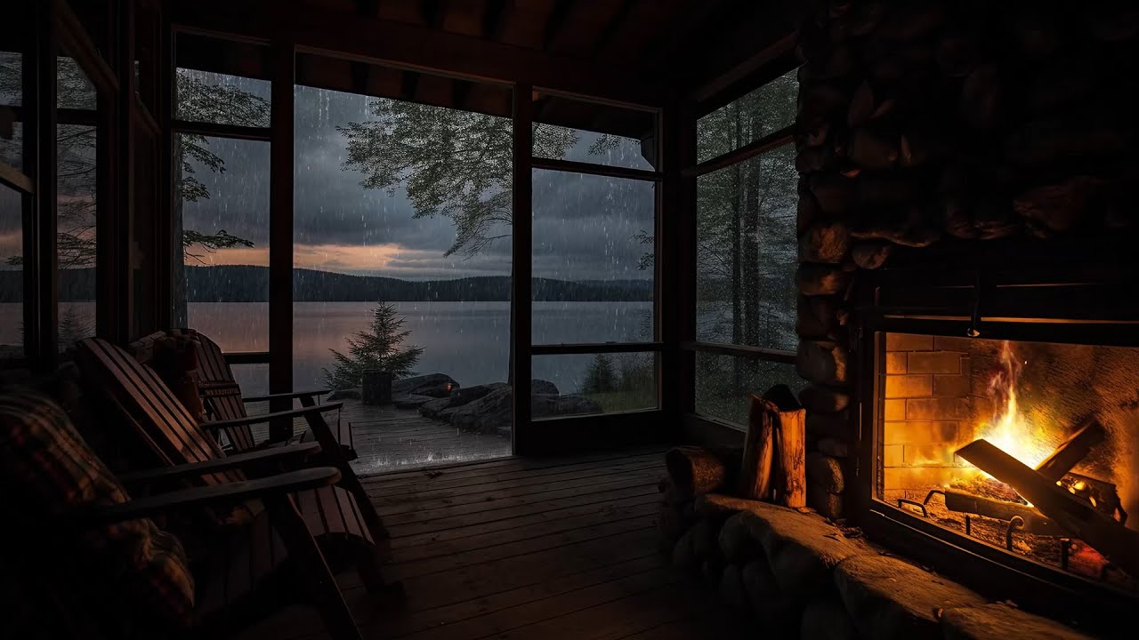 Cozy Rain by Lakeside with Gentle Rainy sounds falling and Relaxing ...