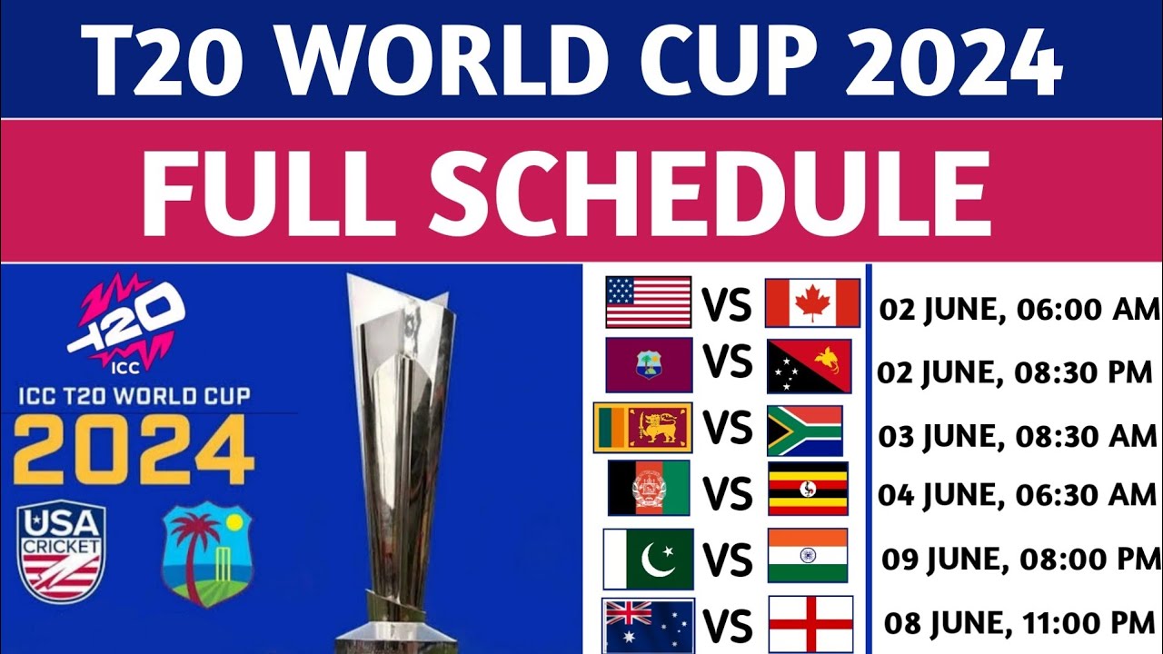 T20 World Cup 2024 All Match Final Schedule| T20 world cup 2024 full ...