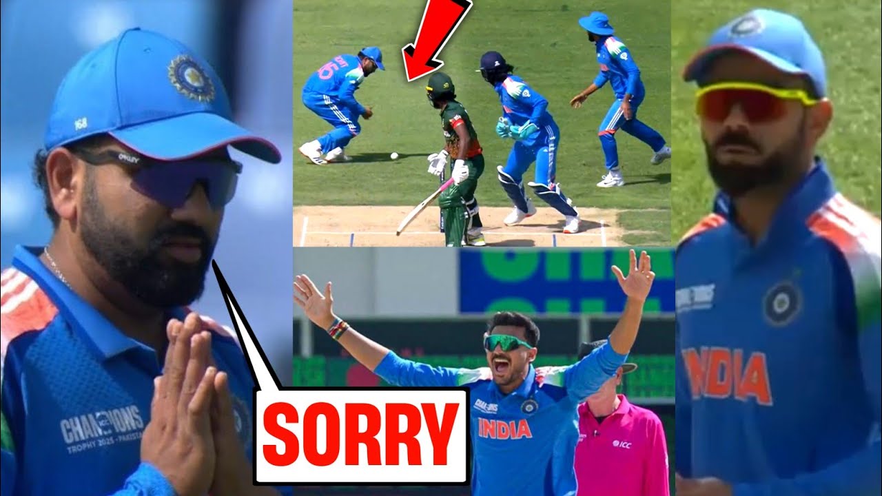 Rohit Sharma apologizes to Aksar patel after Aksar Patel misses his hat ...