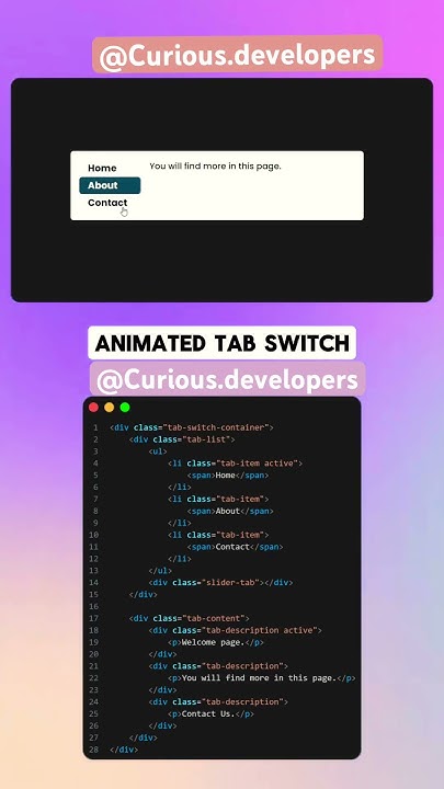 Animated tab switch #webdevelopement #webdesign #frontenddeveloper #webdeveloper #htmlcss #css ...