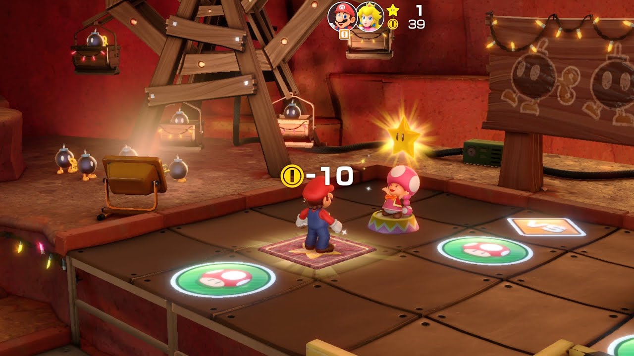 Super Mario Party Partner Party Gold Rush Mine Mario Peach Vs Hammer ...