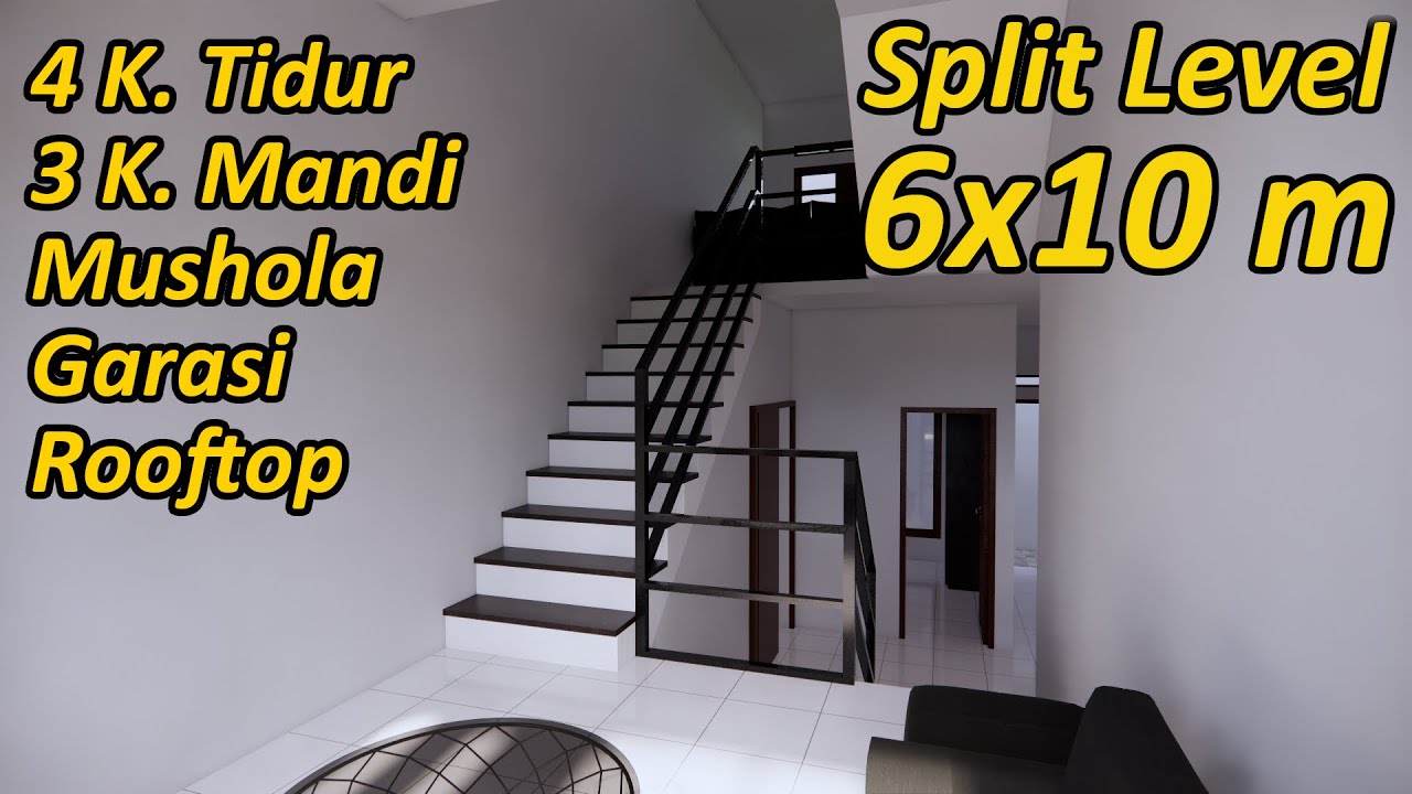 Rumah Minimalis Split Level Yang Wajib Anda Tonton ( 6x10 meter ) - YouTube