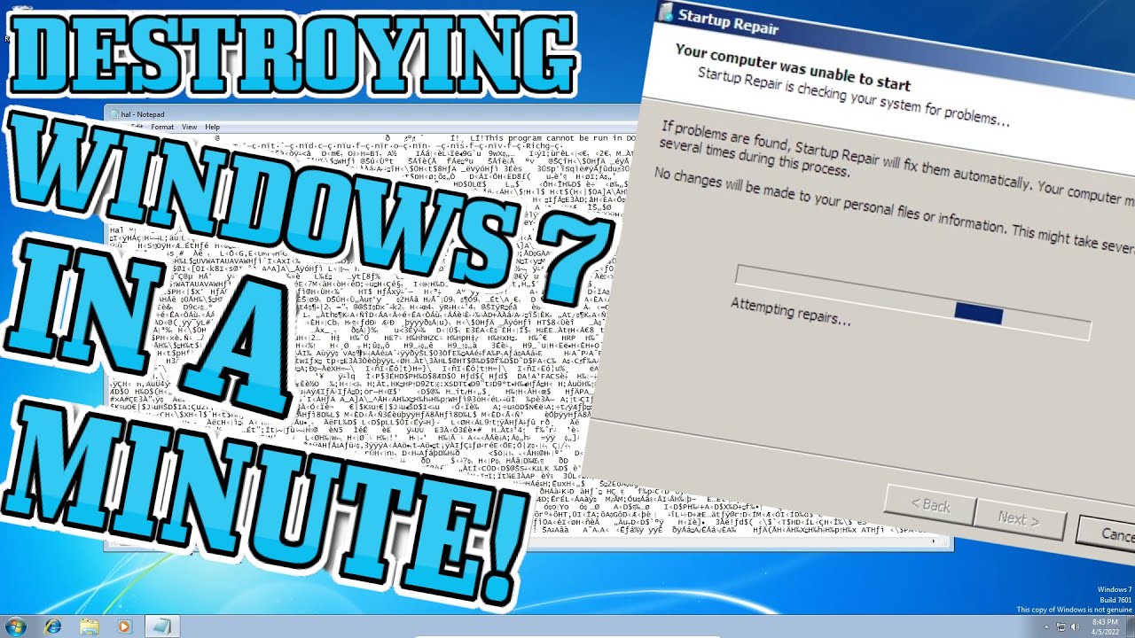 Destroying WINDOWS 7 In Only A MINUTE! - YouTube