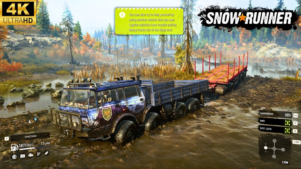 SnowRunner 4K Game play - Driving Powerful 8x8 Heavy Truck in Extreme ...