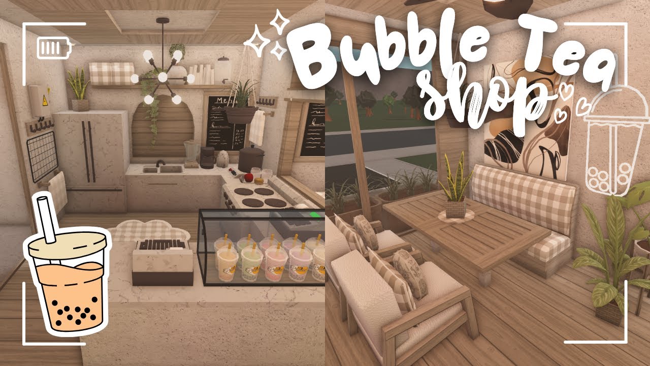[ bloxburg ] 🧋 bubble tea shop ꒰ build & tour ꒱ - YouTube