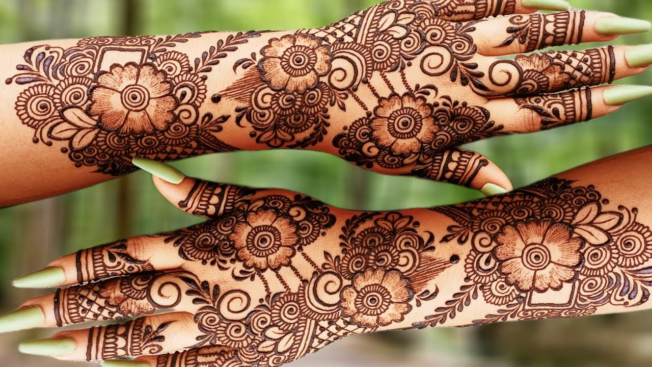 Beautiful & Stylish Trending Flower mahndi design/Back side hand floral ...