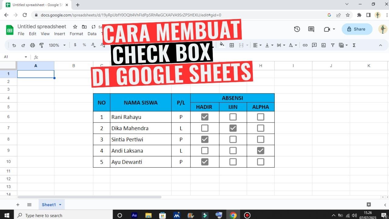 Cara Membuat Kotak Centang di Google Sheets ll Check Box ll - YouTube