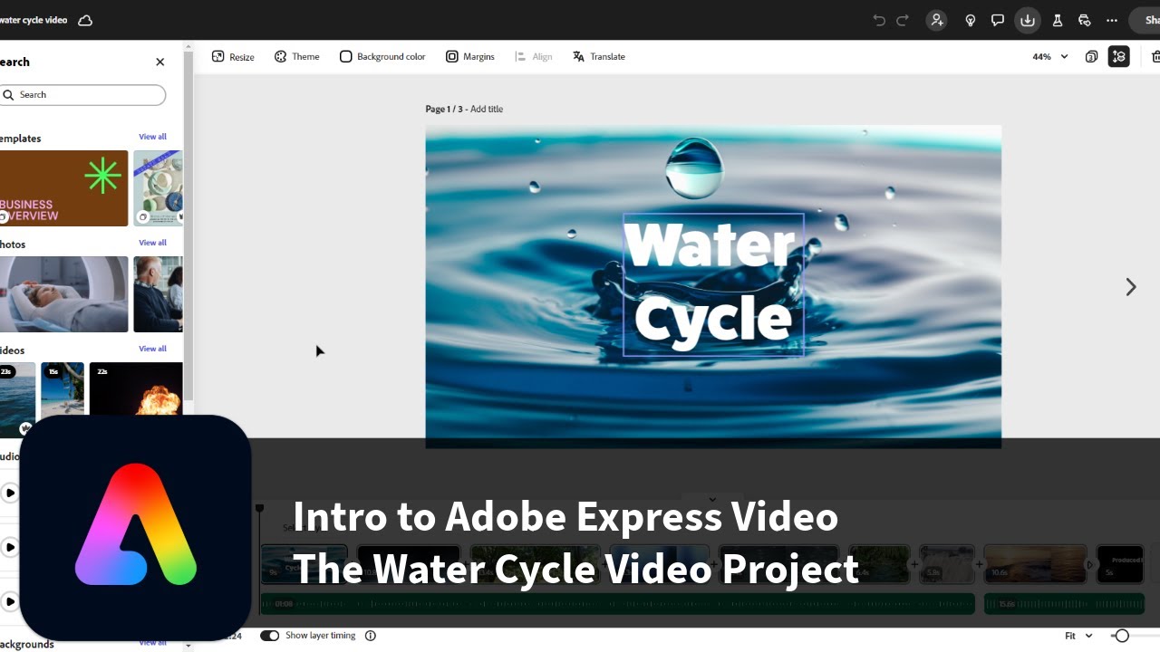 Introduction to Adobe Express Video - Water Cycle Project - YouTube