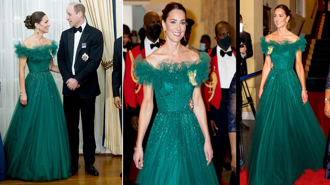 Glamorous Kate in a green dress while attending the reception in ...