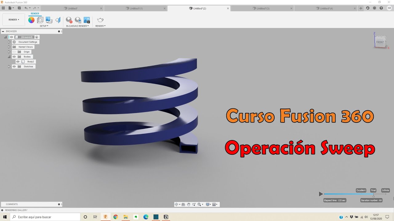 Operación 3D SWEEP con todas sus opciones en Fusion 360 - YouTube