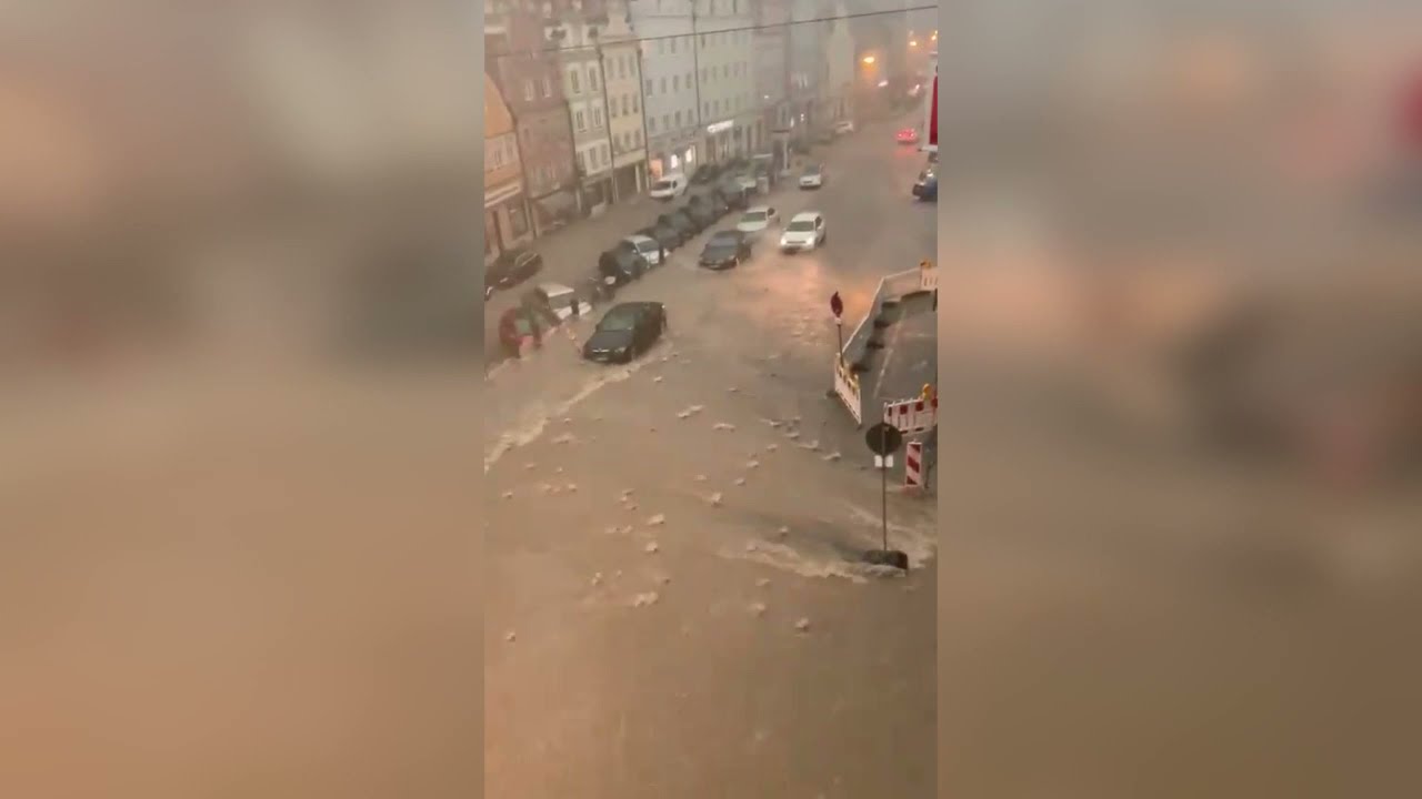 Shocking shots from Germany! Flash flood in Landshut, Bavaria - YouTube